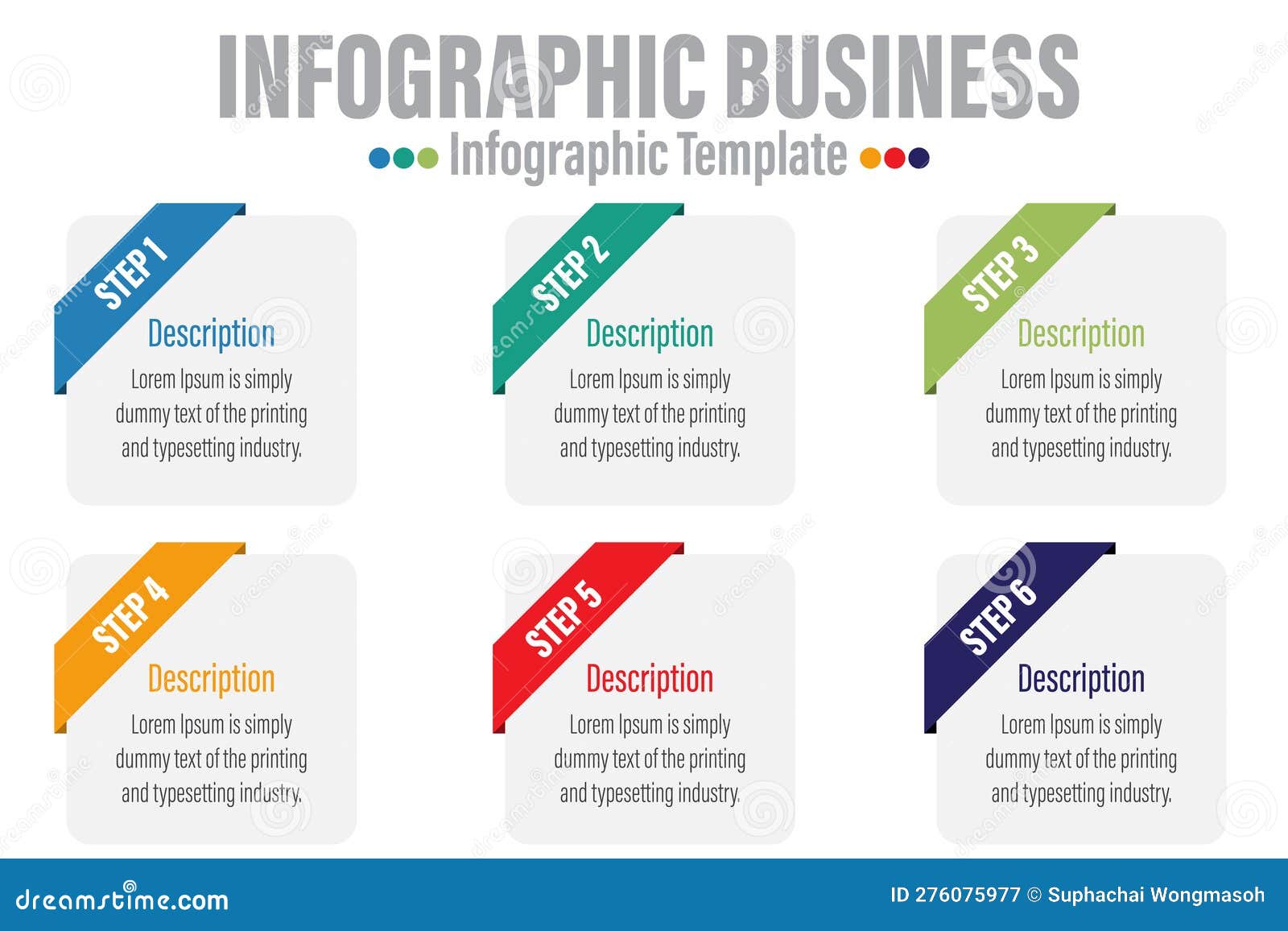6 Steps, Six 6 Option Paper Note Shape Elements With Steps,road Map ...