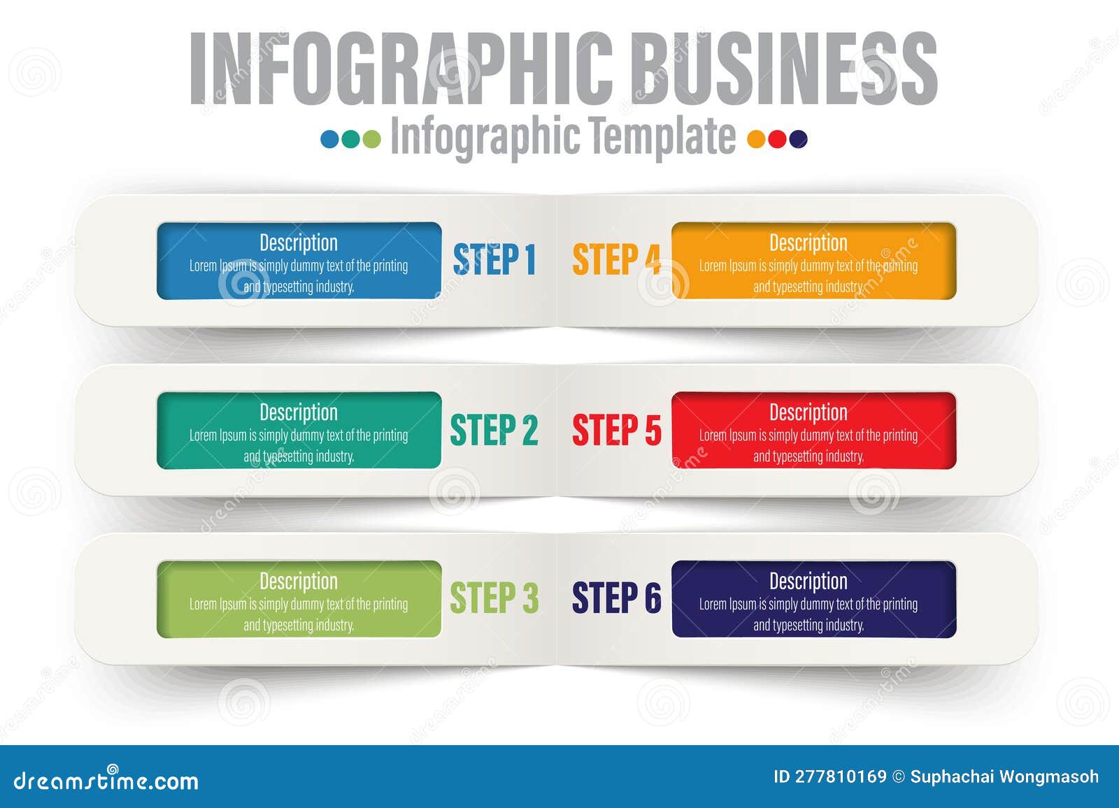 6 Steps, Six 6 Option Paper Note Shape Elements With Steps,road Map ...
