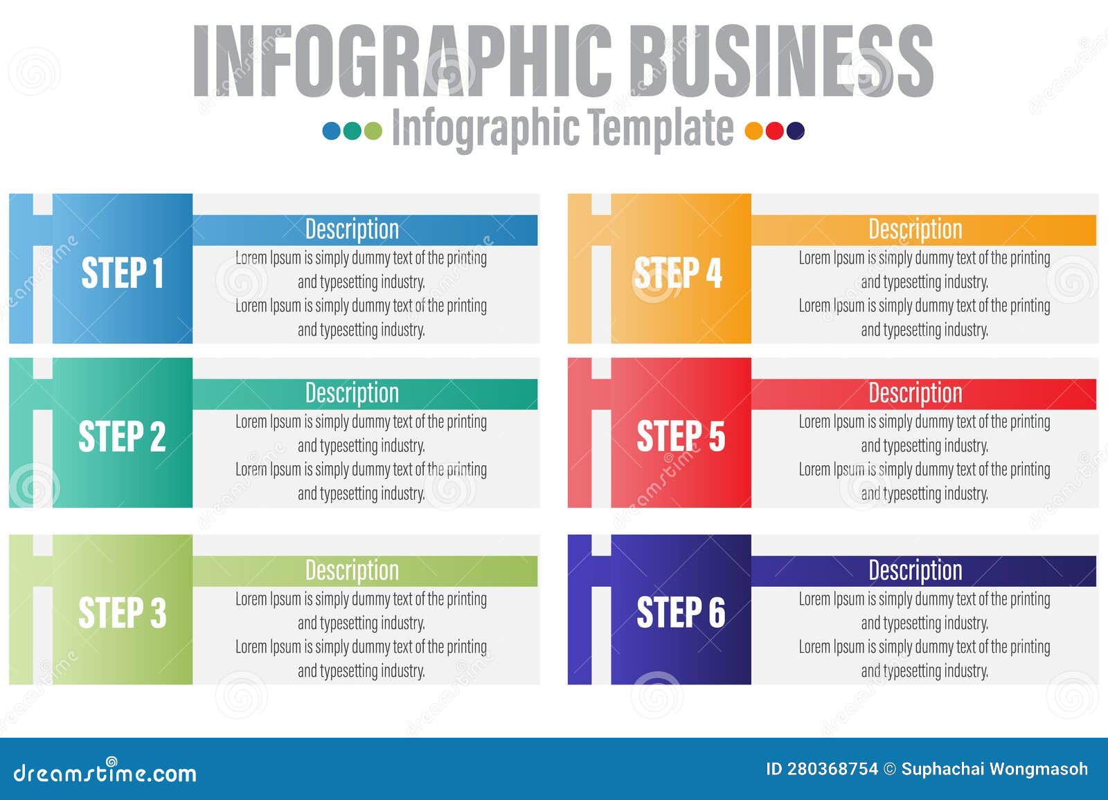 6 Steps, Six 6 Option Paper Note Shape Elements with Steps,road Map ...