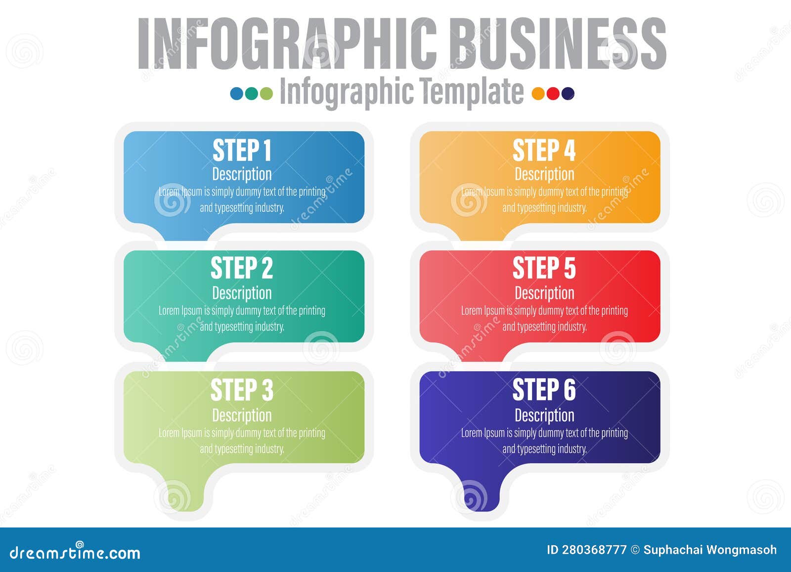 6 Steps, Six 6 Option Paper Note Shape Elements with Steps,road Map ...