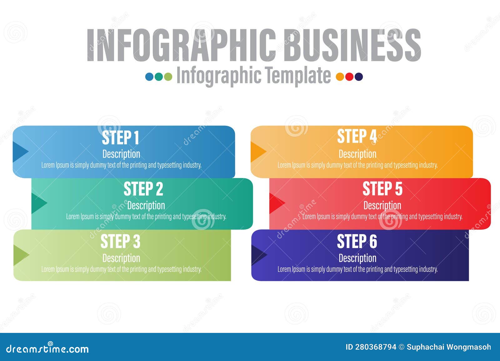 6 Steps, Six 6 Option Paper Note Shape Elements with Steps,road Map ...