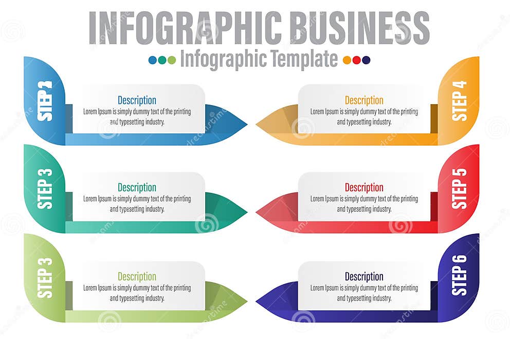 6 Steps, Six 6 Option Paper Note Shape Elements with Steps,road Map ...