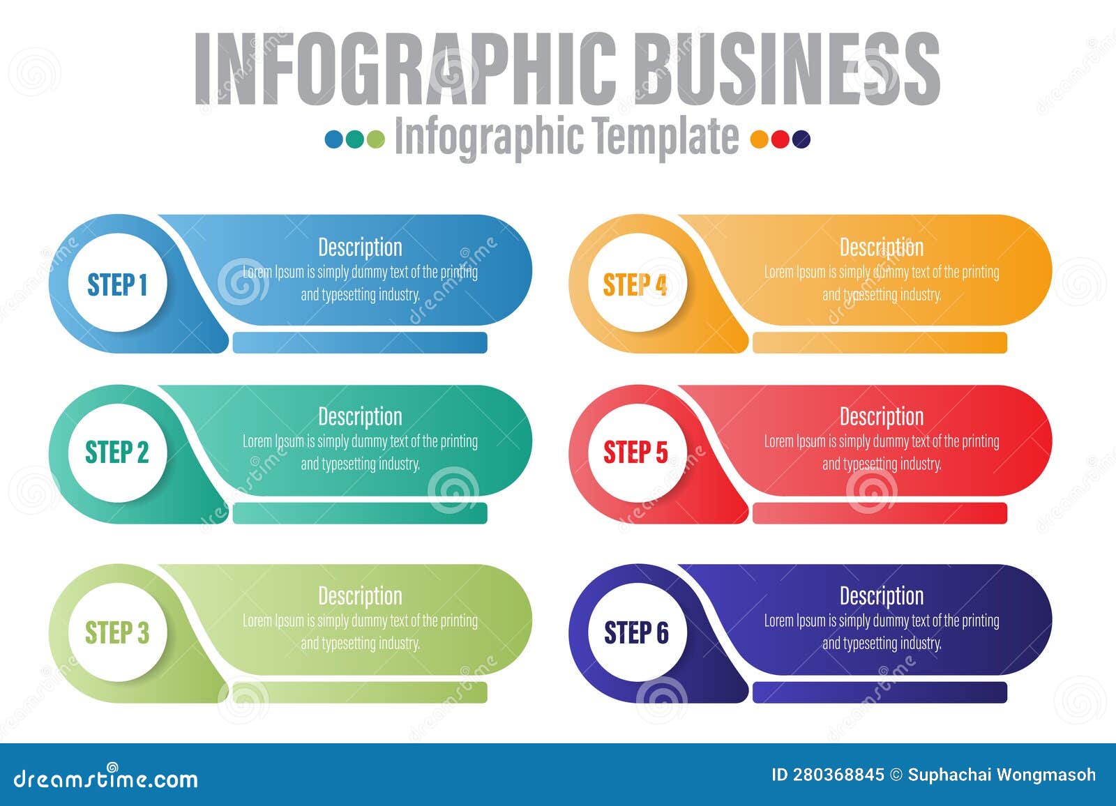 6 Steps, Six 6 Option Paper Note Shape Elements with Steps,road Map ...