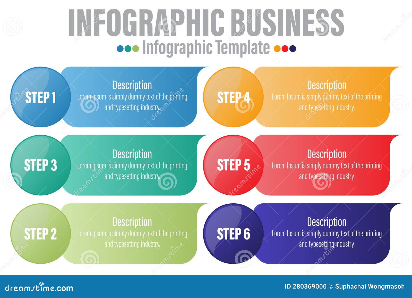 6 Steps, Six 6 Option Paper Note Shape Elements with Steps,road Map ...
