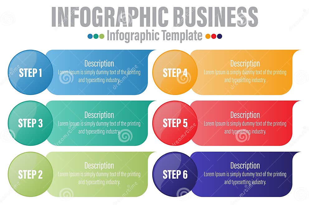 6 Steps, Six 6 Option Paper Note Shape Elements with Steps,road Map ...