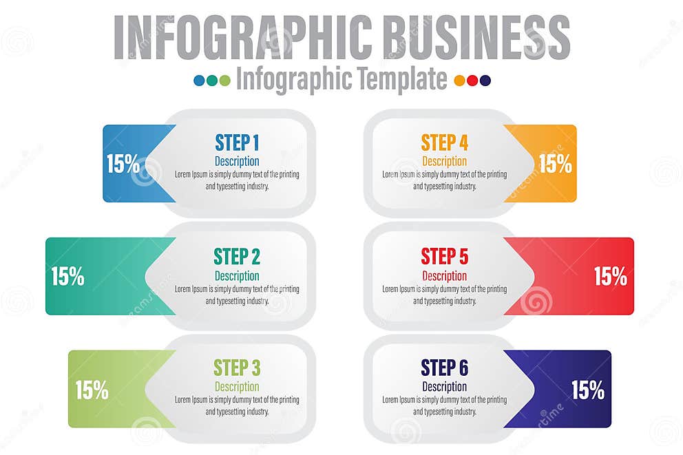 6 Steps, Six 6 Option Paper Note Shape Elements with Steps,road Map ...