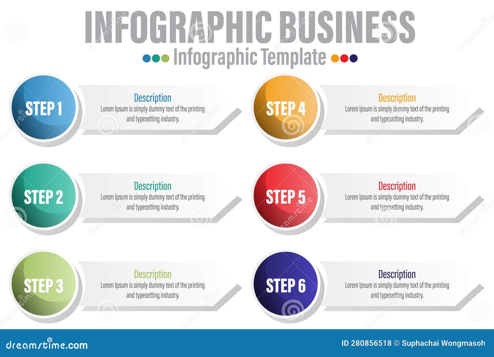 6 Steps, Six 6 Option Paper Note Shape Elements with Steps,road Map ...
