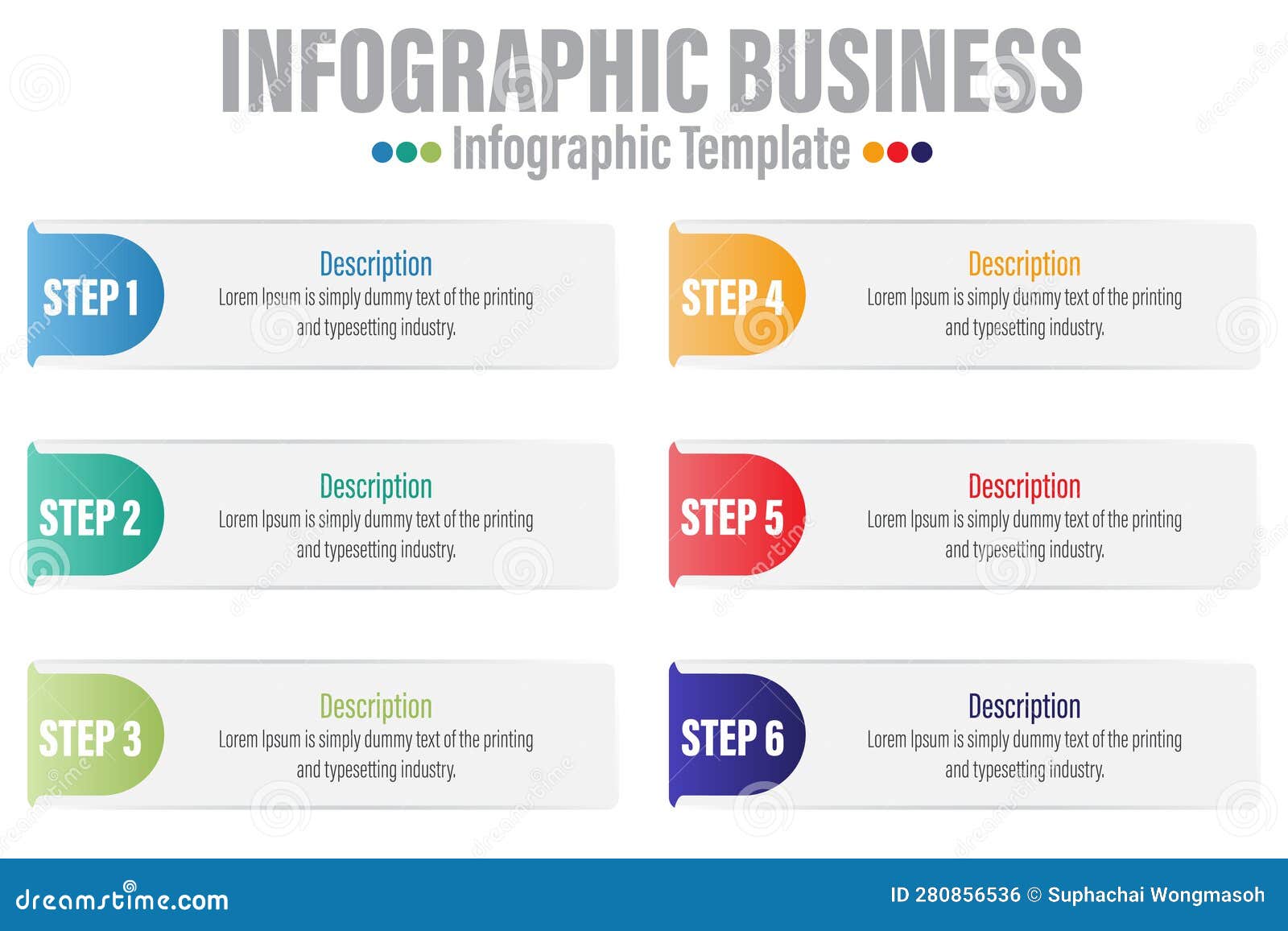 6 Steps, Six 6 Option Paper Note Shape Elements with Steps,road Map ...