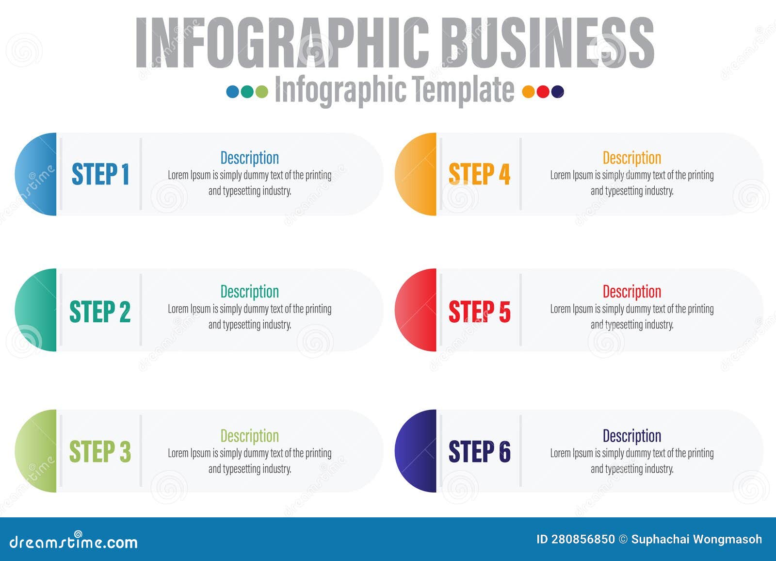 6 Steps, Six 6 Option Paper Note Shape Elements with Steps,road Map ...