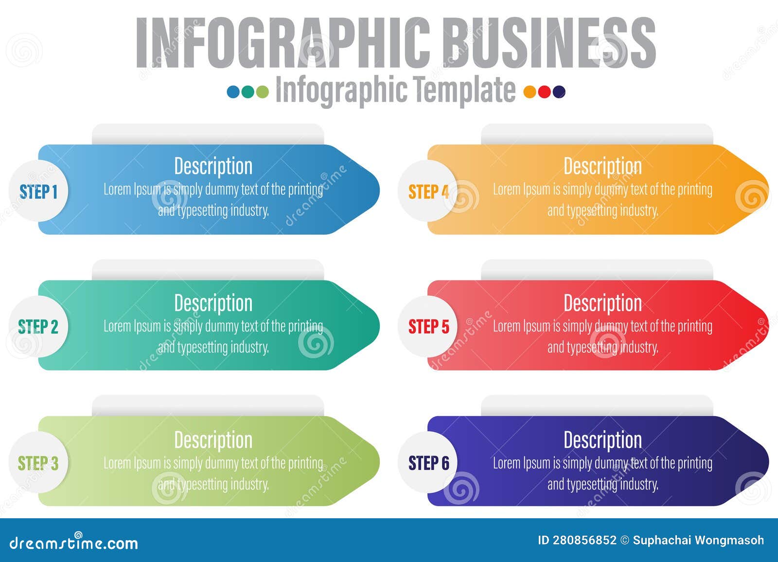 6 Steps, Six 6 Option Paper Note Shape Elements with Steps,road Map ...