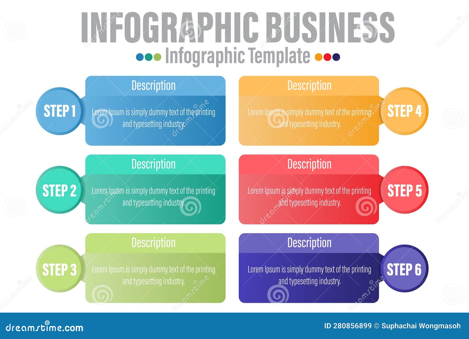 6 Steps, Six 6 Option Paper Note Shape Elements with Steps,road Map ...