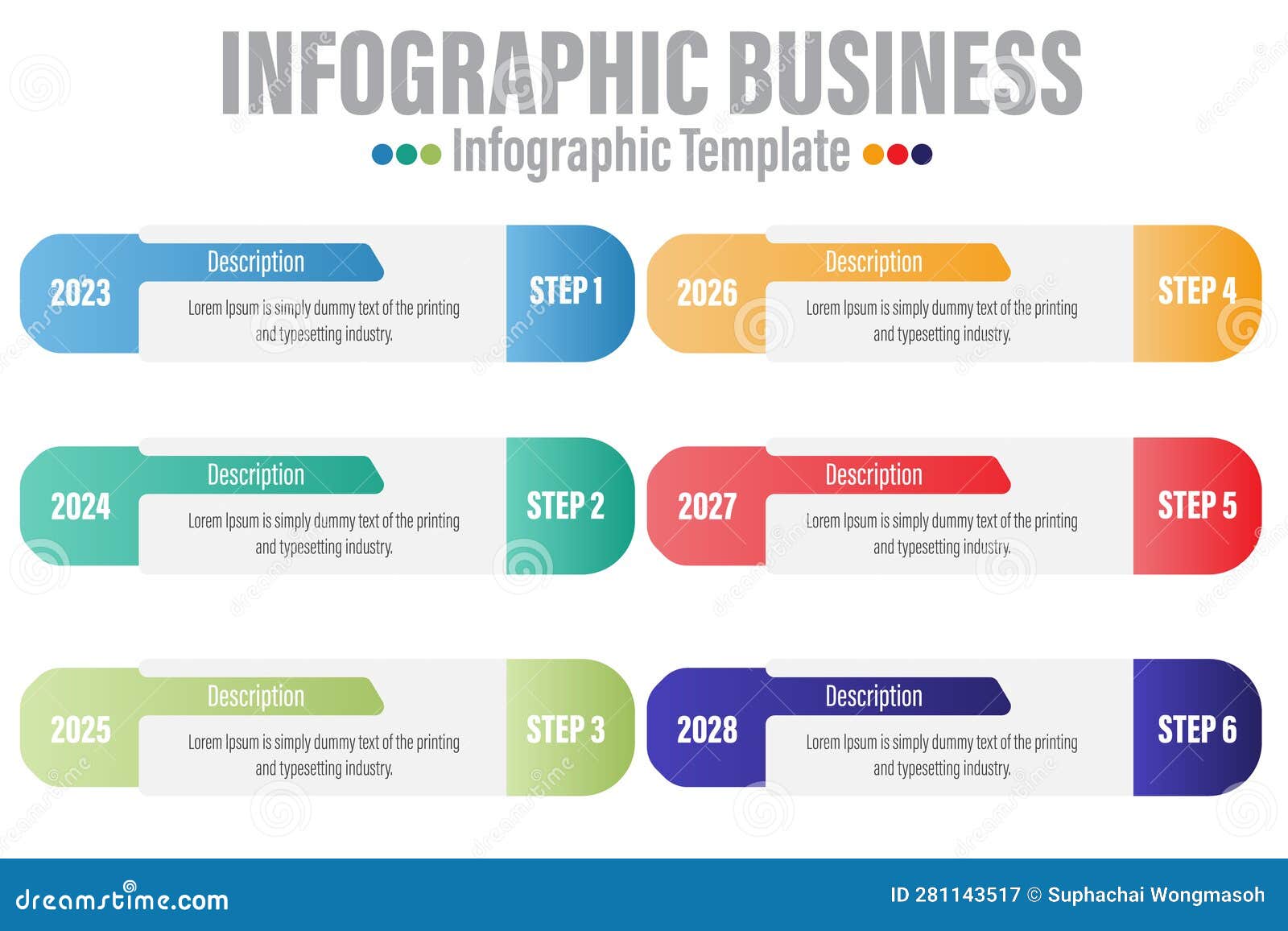 6 Steps, Six 6 Option Paper Note Shape Elements with Steps,road Map ...