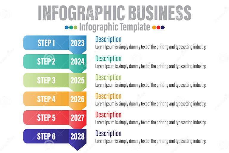 6 Steps, Six 6 Option Paper Note Shape Elements with Steps,road Map ...