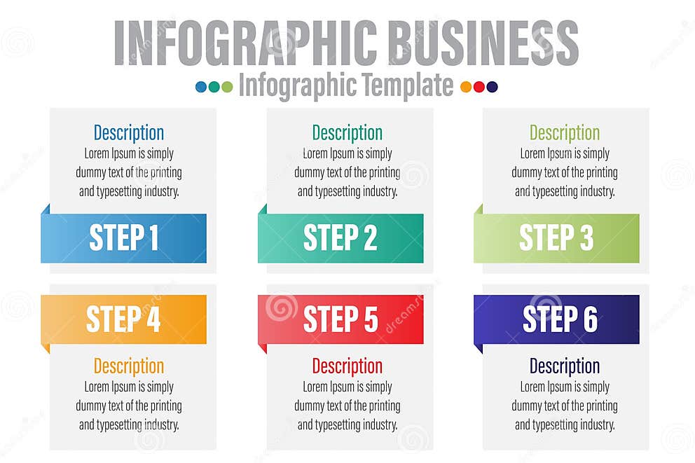 6 Steps, Six 6 Option Paper Note Shape Elements with Steps,road Map ...