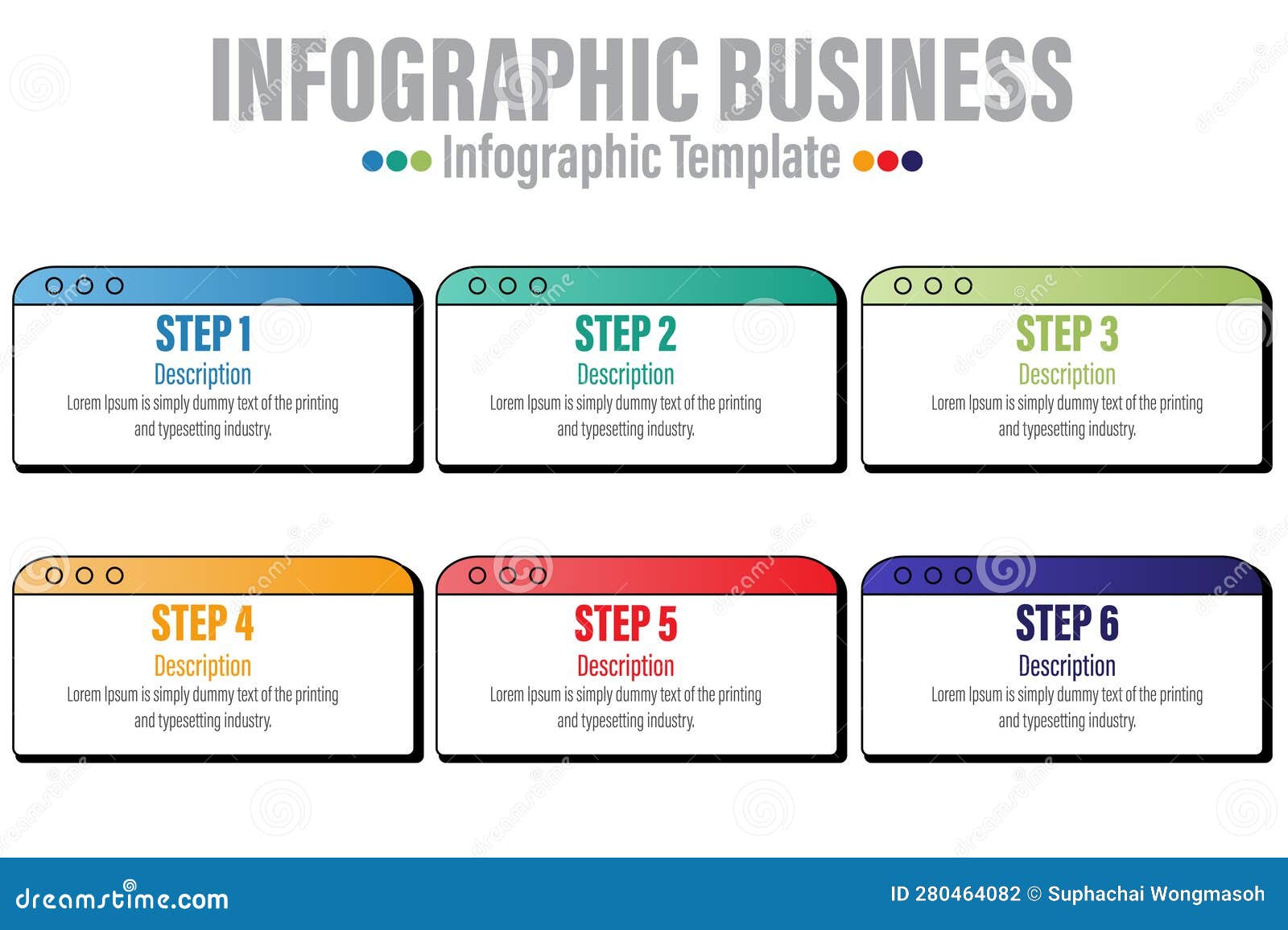 6 Steps, Six 6 Option Paper Note Shape Elements with Steps,road Map ...