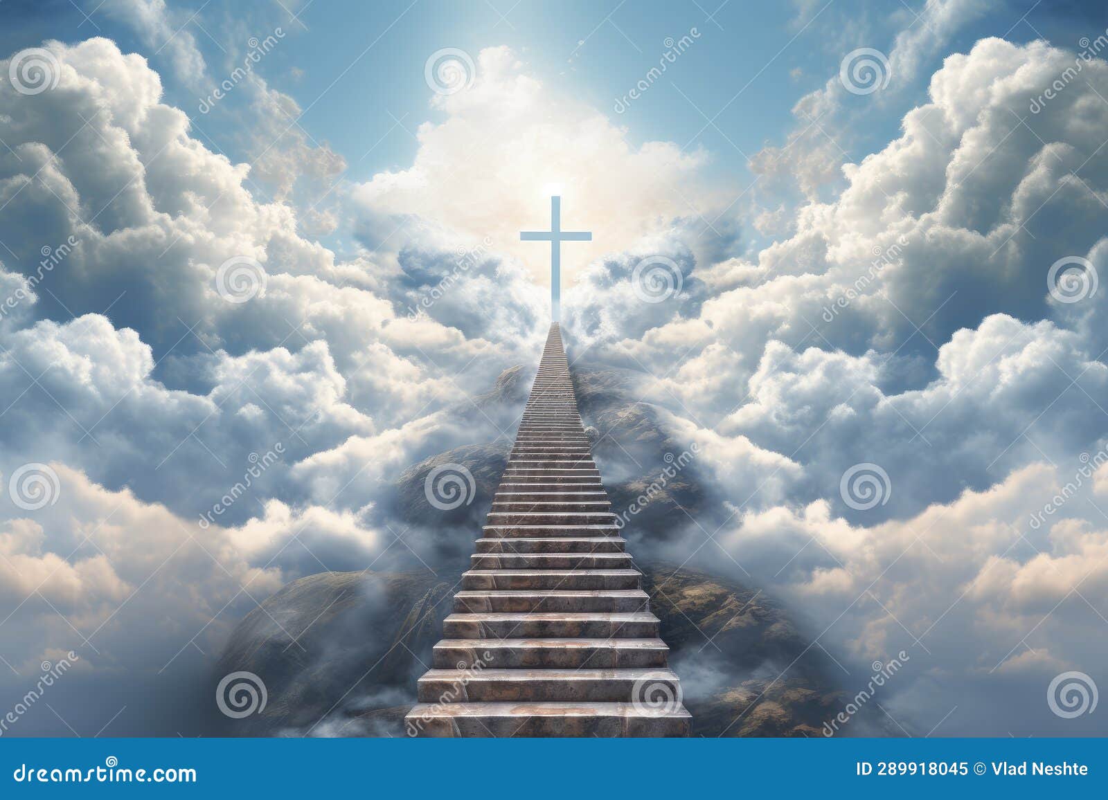 Steps in the Sky Leading To the Cross. Stairs in the Sky Stock ...