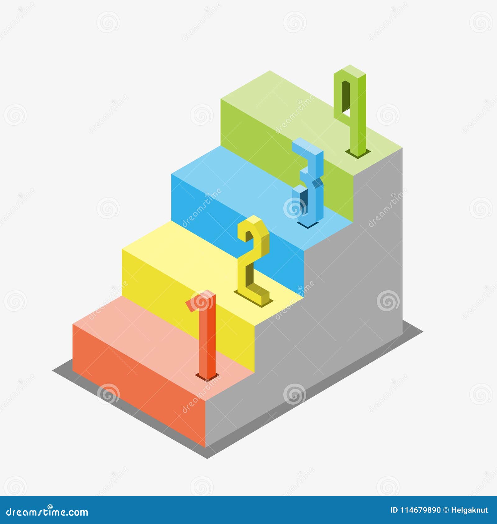 1 2 3 Steps Stair Isometric View, Infographic Concept Stock ...