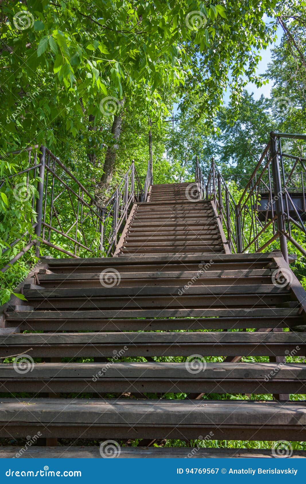 The Steps of the Staircase of an Ancient Metal Bridge Stock Image ...