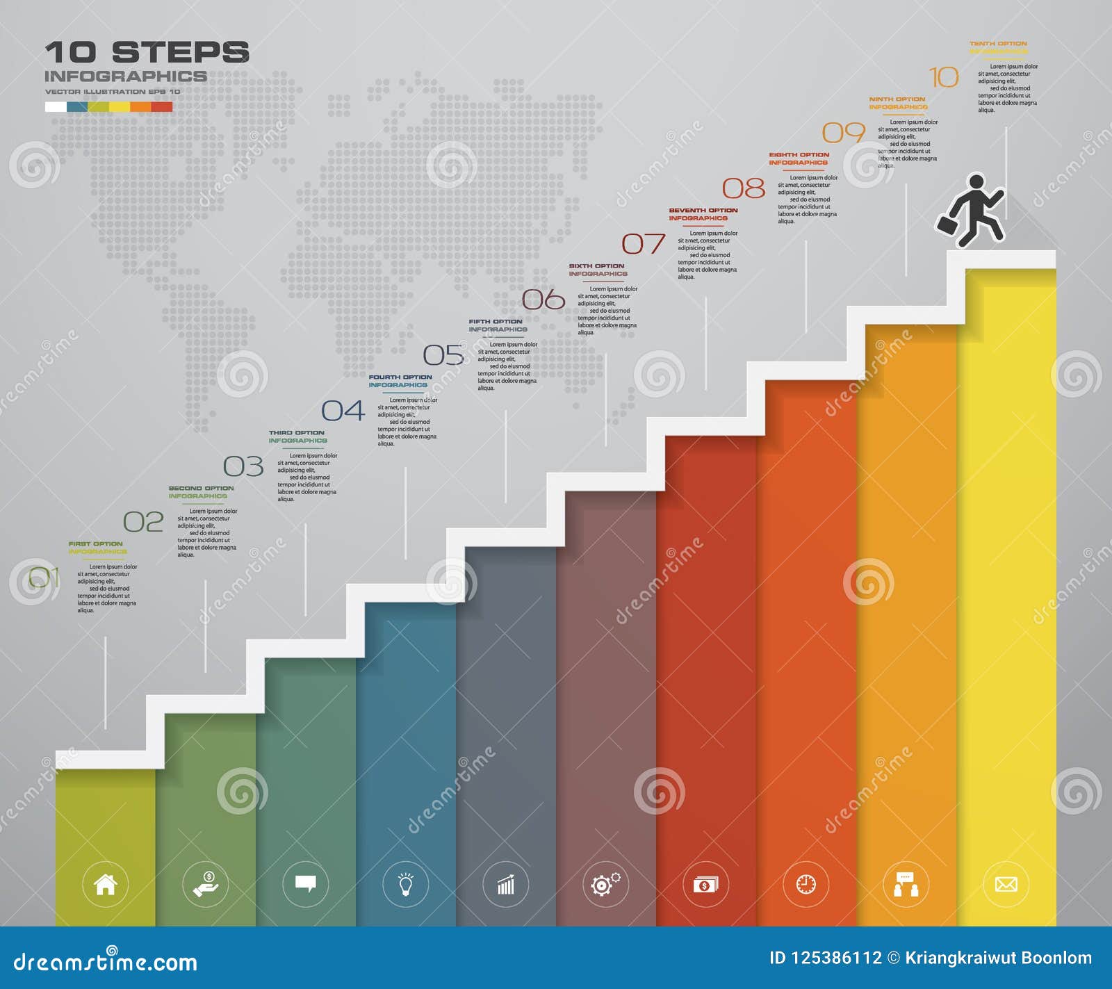 5 Steps Staircase Chart Infographic Element For Presentation. Vector ...