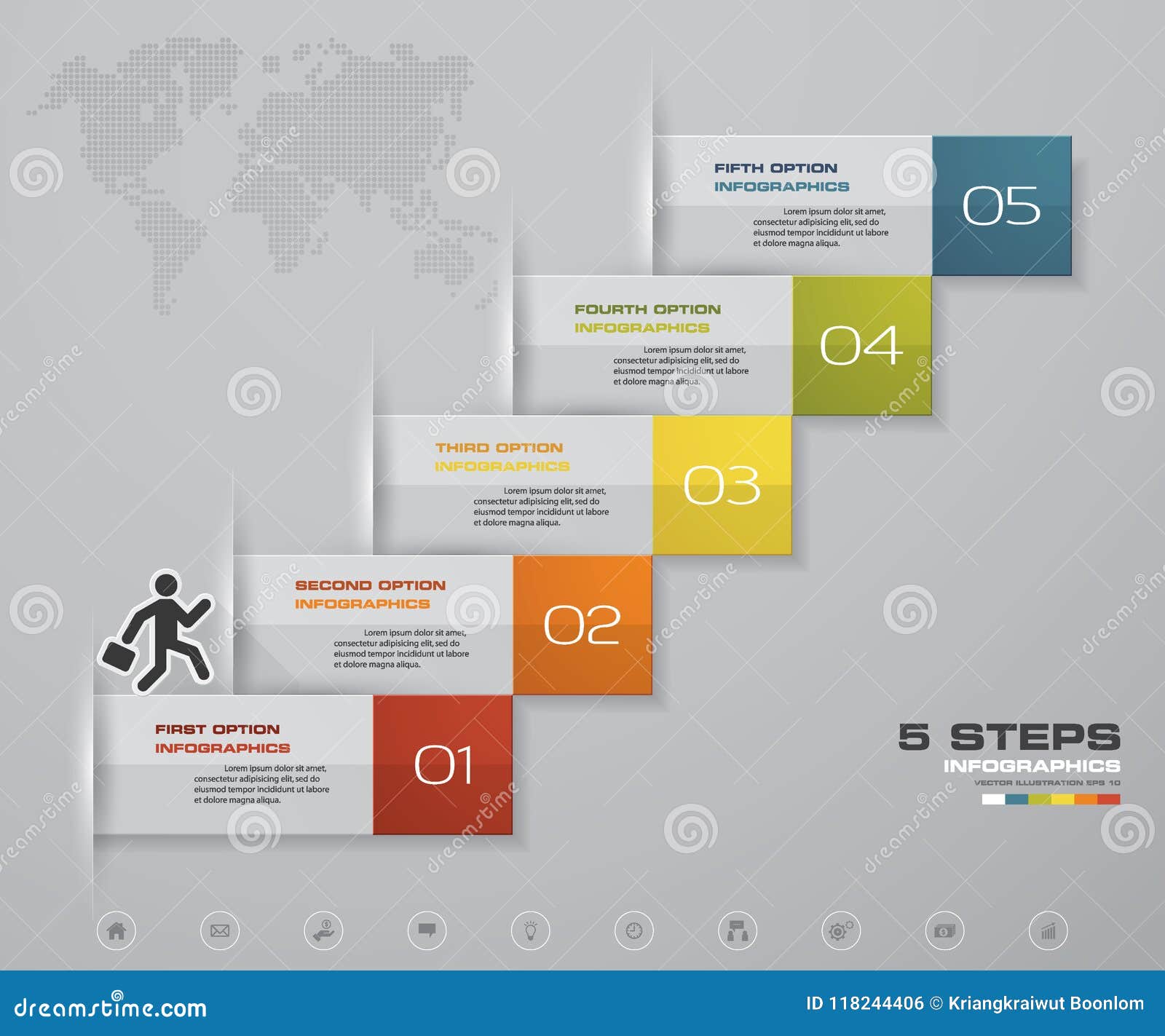 5 Steps Staircase Infographic Element for Presentation. EPS 10 Stock ...