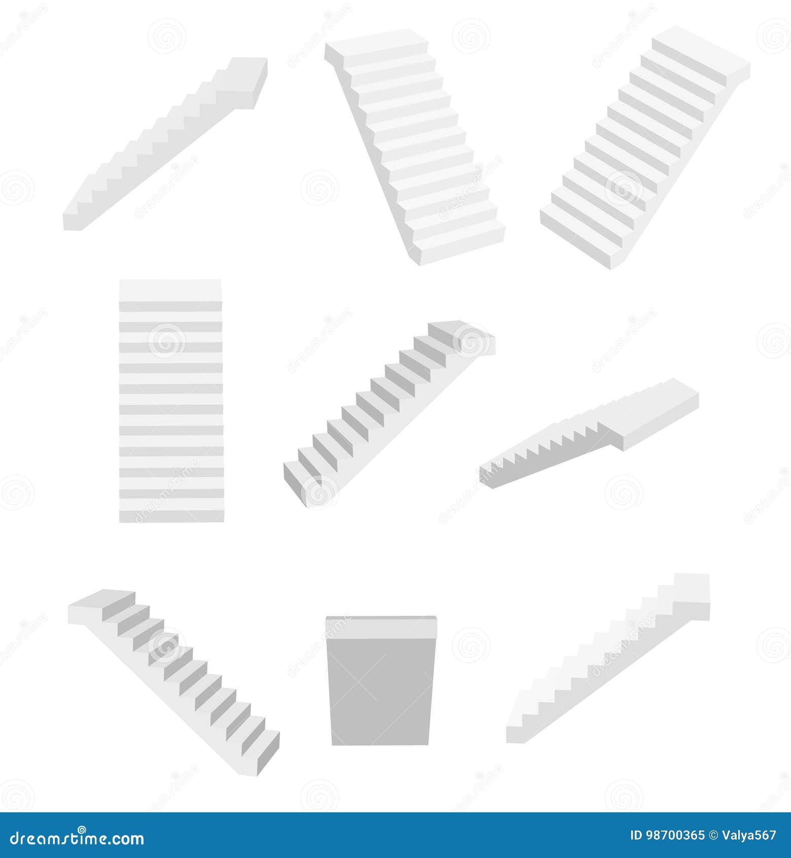 Steps or Stairs in Different Positions Set. View from the Side, Stock ...