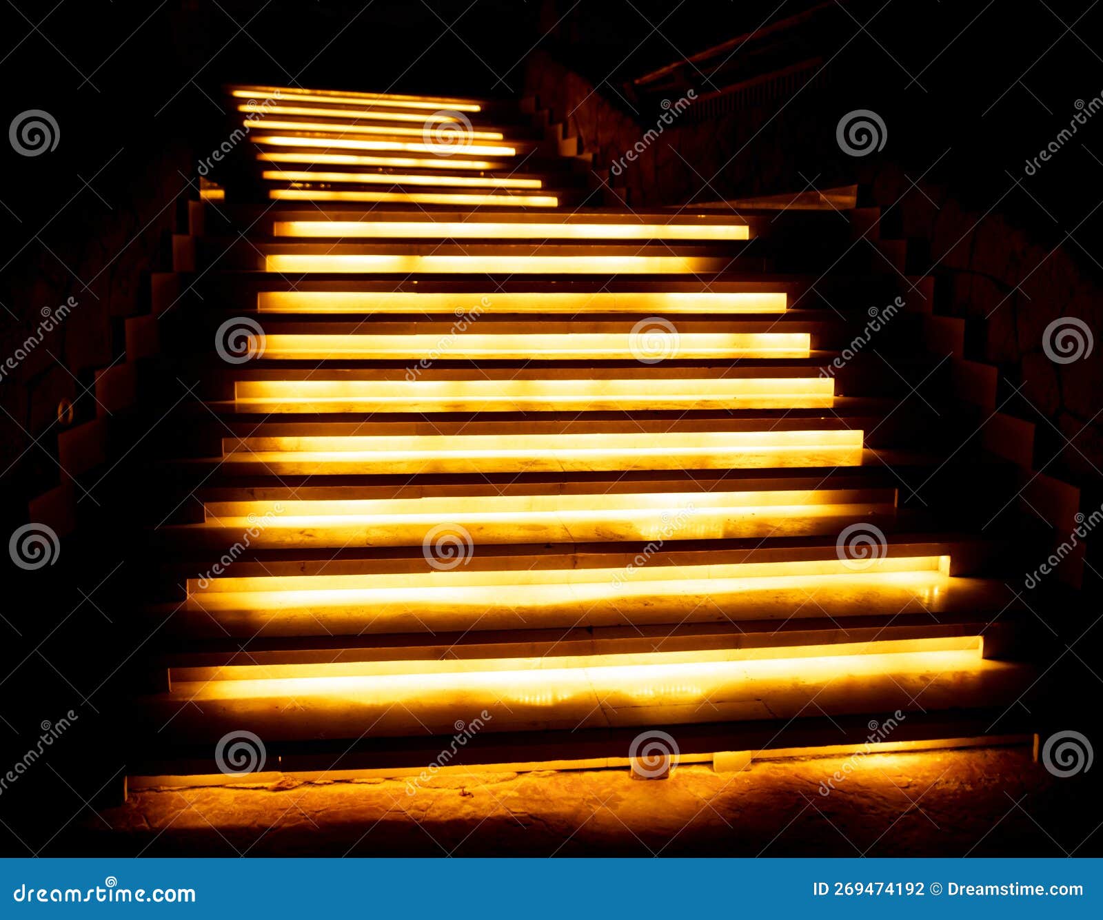 Steps on the Stairs at Night in the Illumination of Lanterns. Stock ...