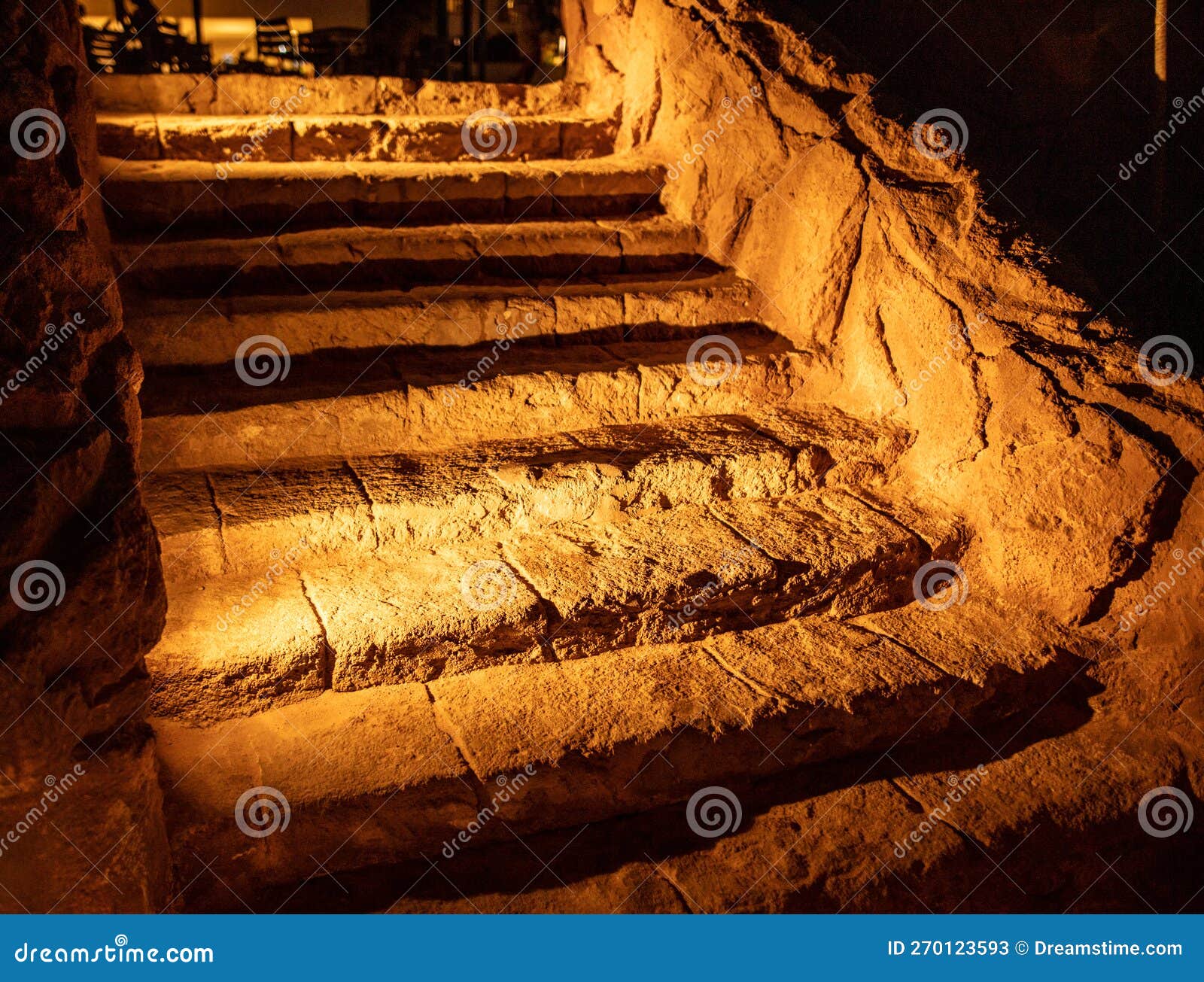 Steps on the Stairs at Night in the Illumination of Lanterns. Stock ...