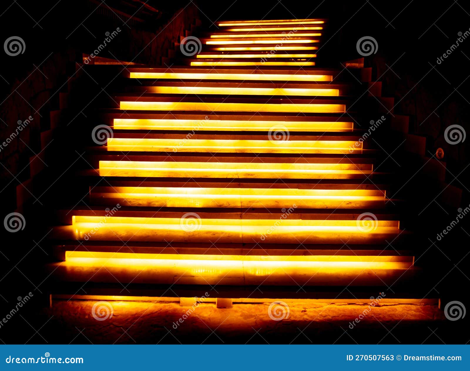 Steps on the Stairs at Night in the Illumination of Lanterns. Stock ...