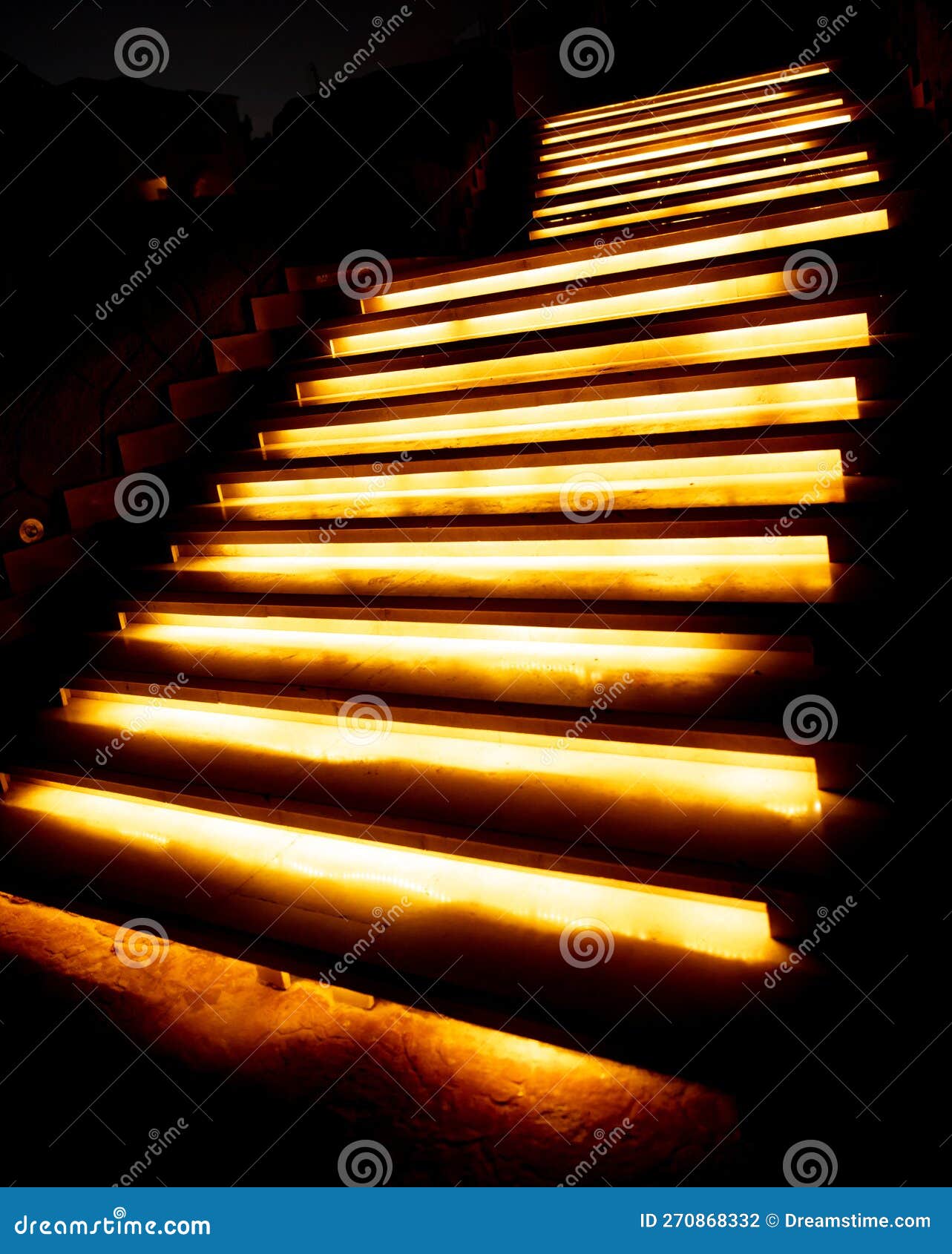 Steps on the Stairs at Night in the Illumination of Lanterns. Stock ...