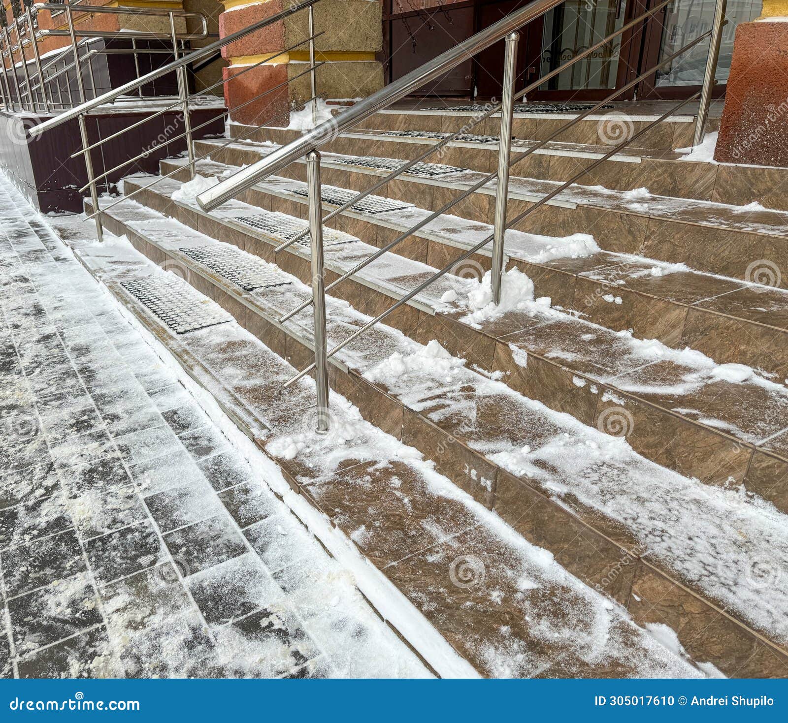 Steps on the Stairs in the Snow in Winter Stock Photo - Image of ...