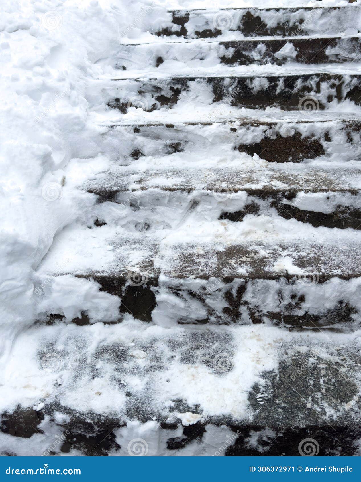 Steps on the Stairs in the Snow in Winter Stock Image - Image of ...