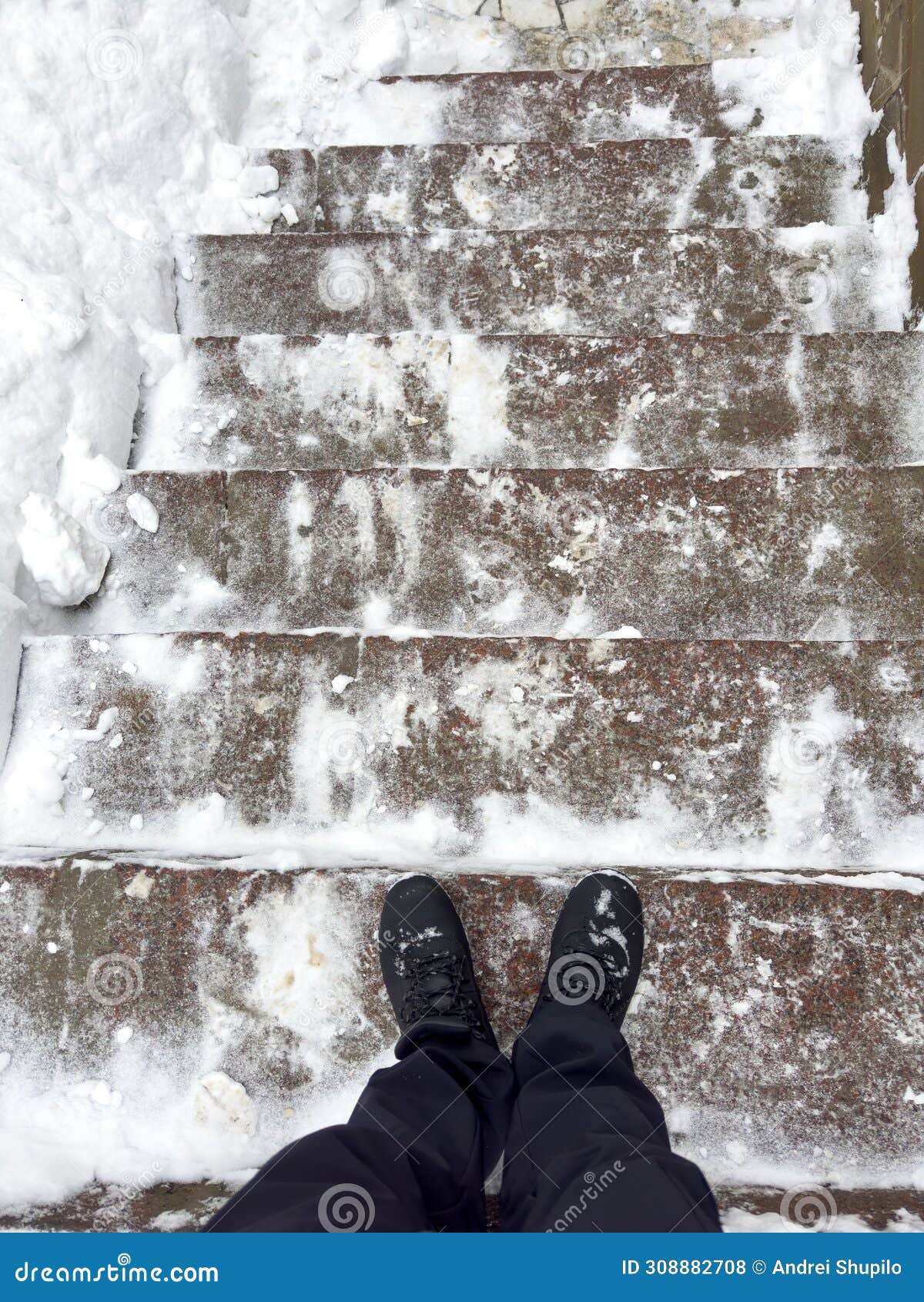 Steps on the Stairs in the Snow in Winter Stock Photo - Image of season ...