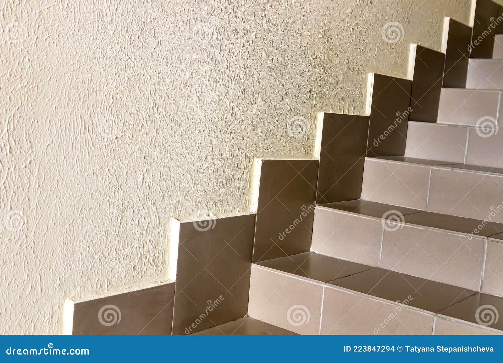 The Steps of the Stairs and the Wall on Which the Tile is Installed for ...