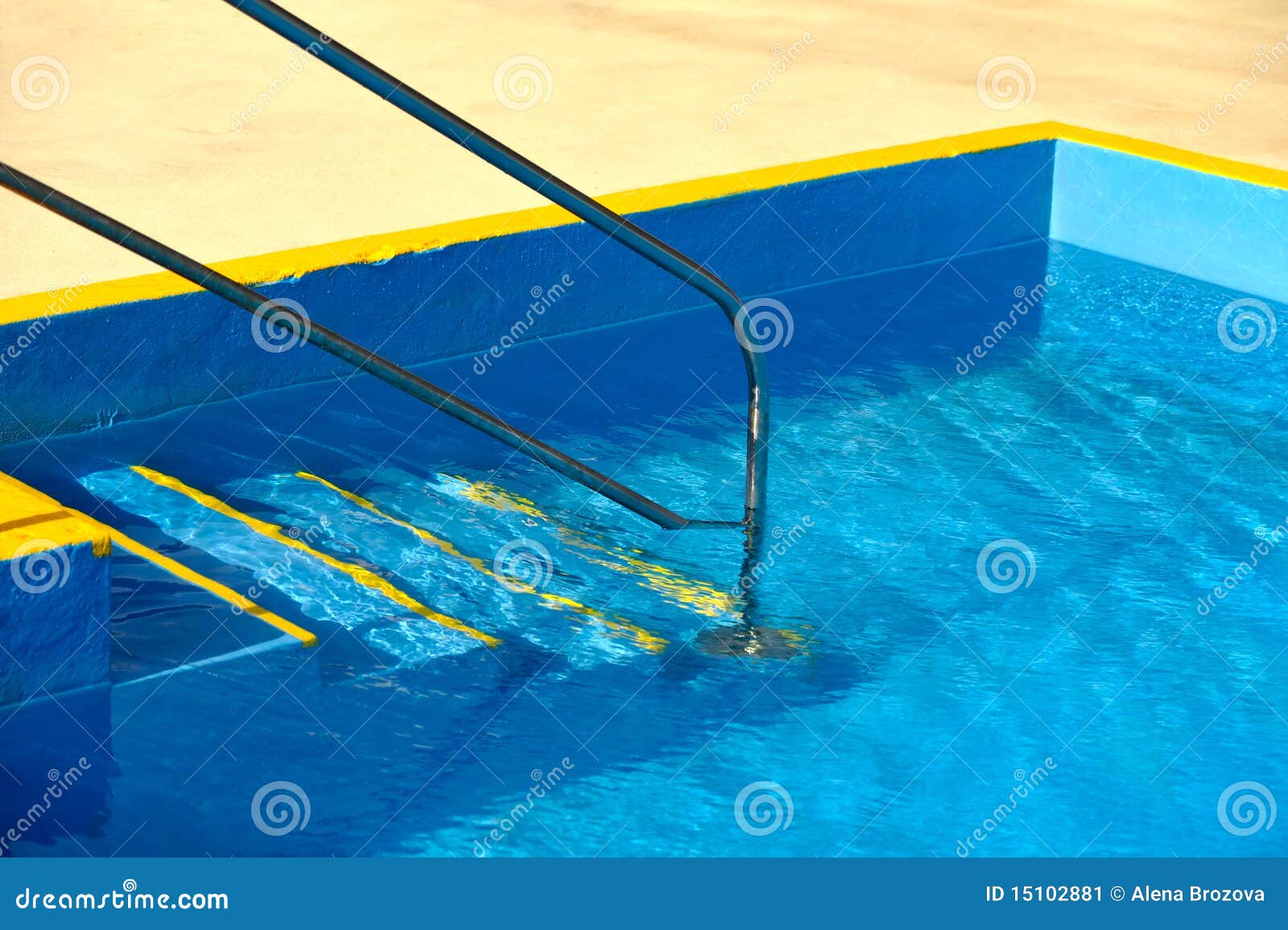 Steps into a Swimming Pool - Detail Stock Image - Image of pool, chrome ...
