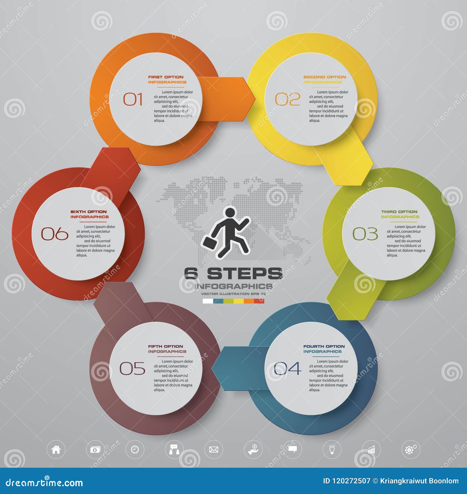 6 Steps Template for Business Presentation. Stock Vector - Illustration ...