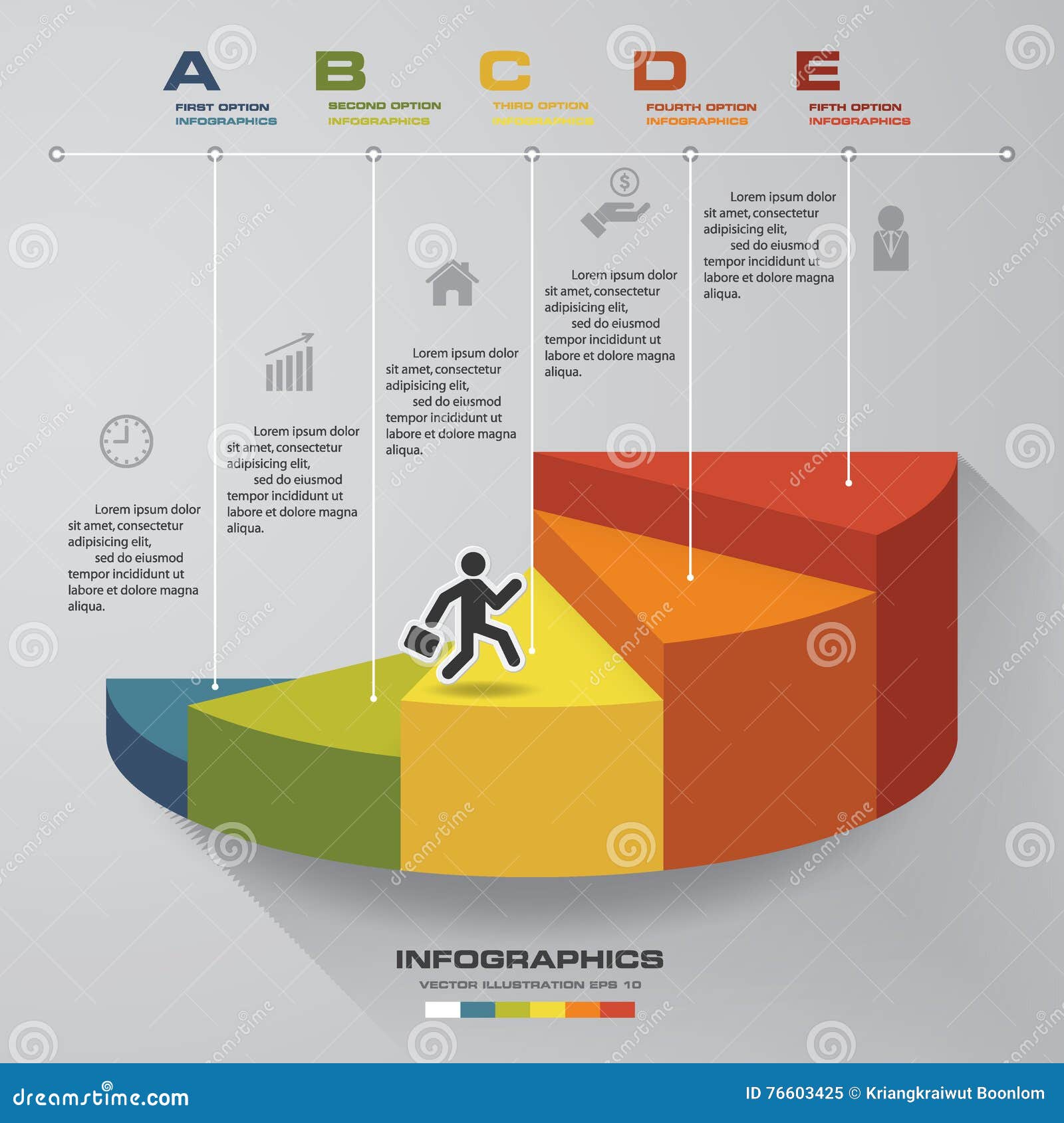 5 Steps Template For Your Design And Sample Text Align In Triangle Form ...