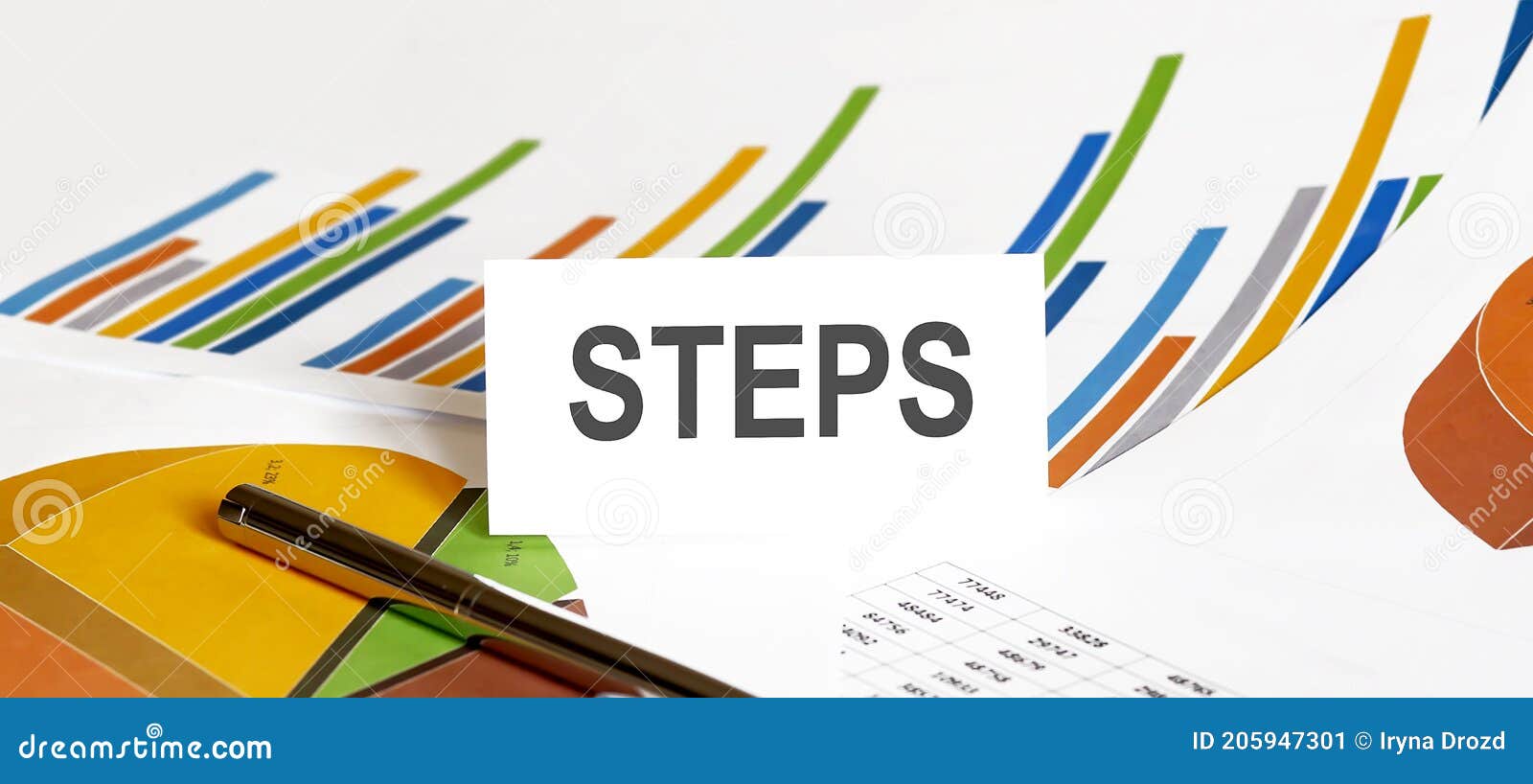 STEPS Text on Paper on Chart Background with Pen Stock Image - Image of ...