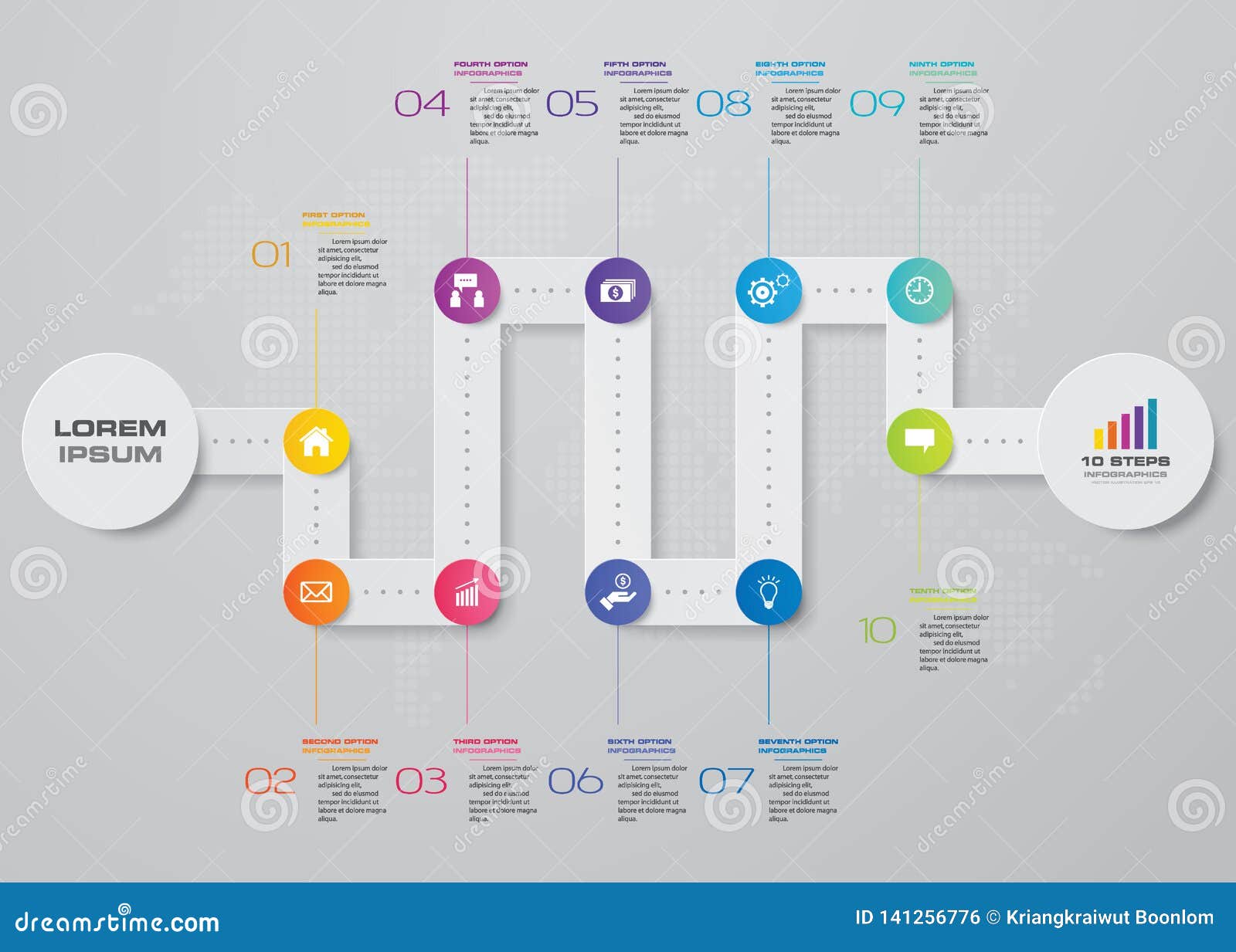 10 Steps Timeline Infographic Element. EPS 10. Stock Vector ...