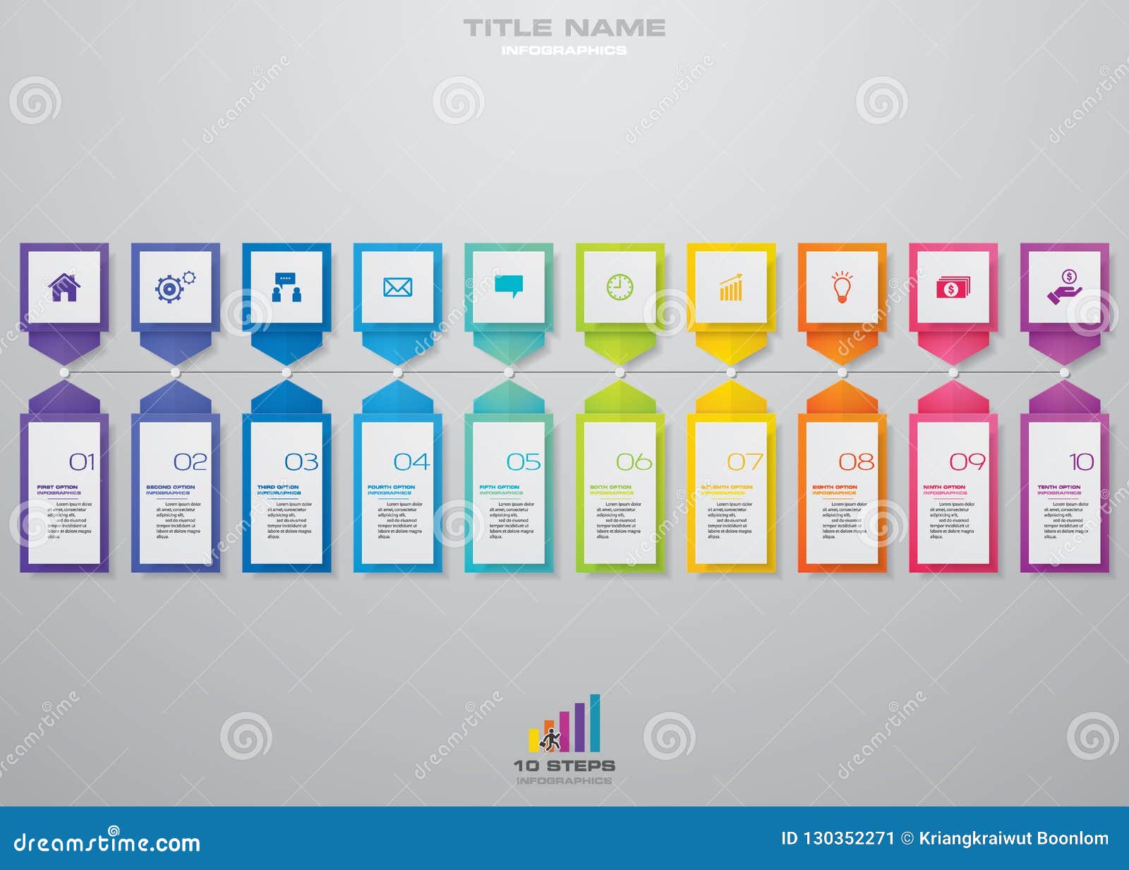 10 Steps Timeline for Your Presentation. EPS 10. Stock Vector ...