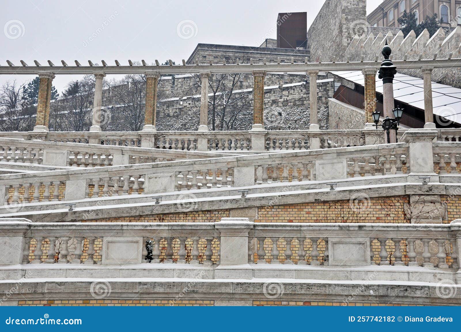 Steps to Buda Castle stock photo. Image of columns, budapest - 257742182