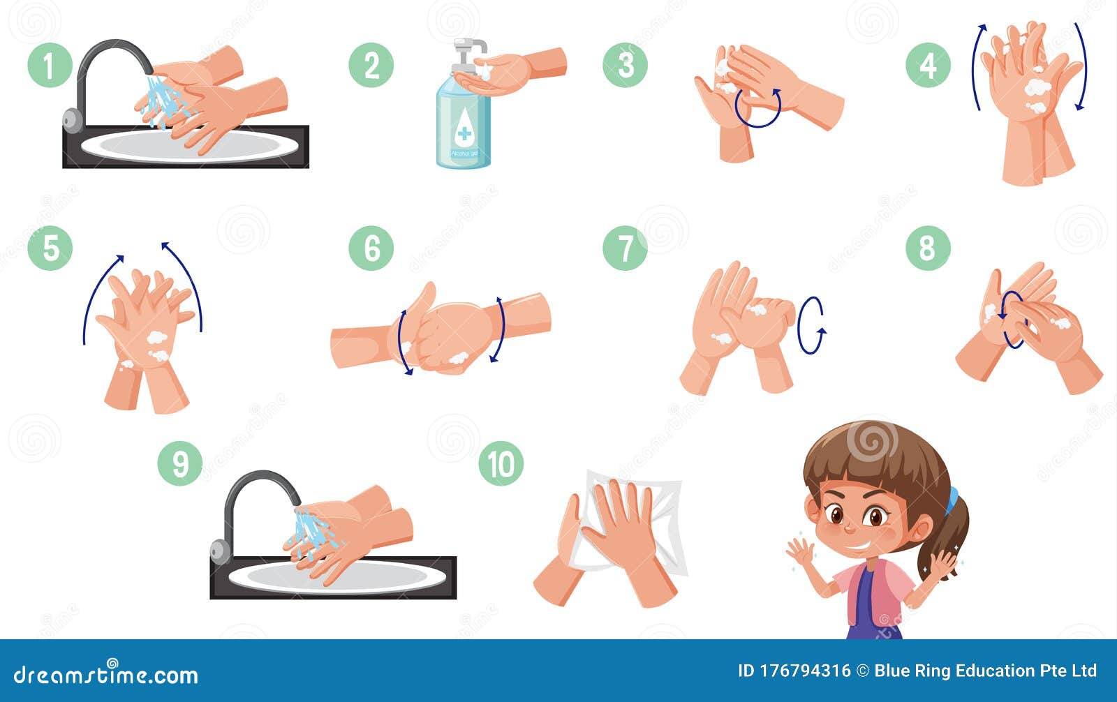 Set Of Clean Hands Colored Icon. Healthy Part Of The Free Upper ...