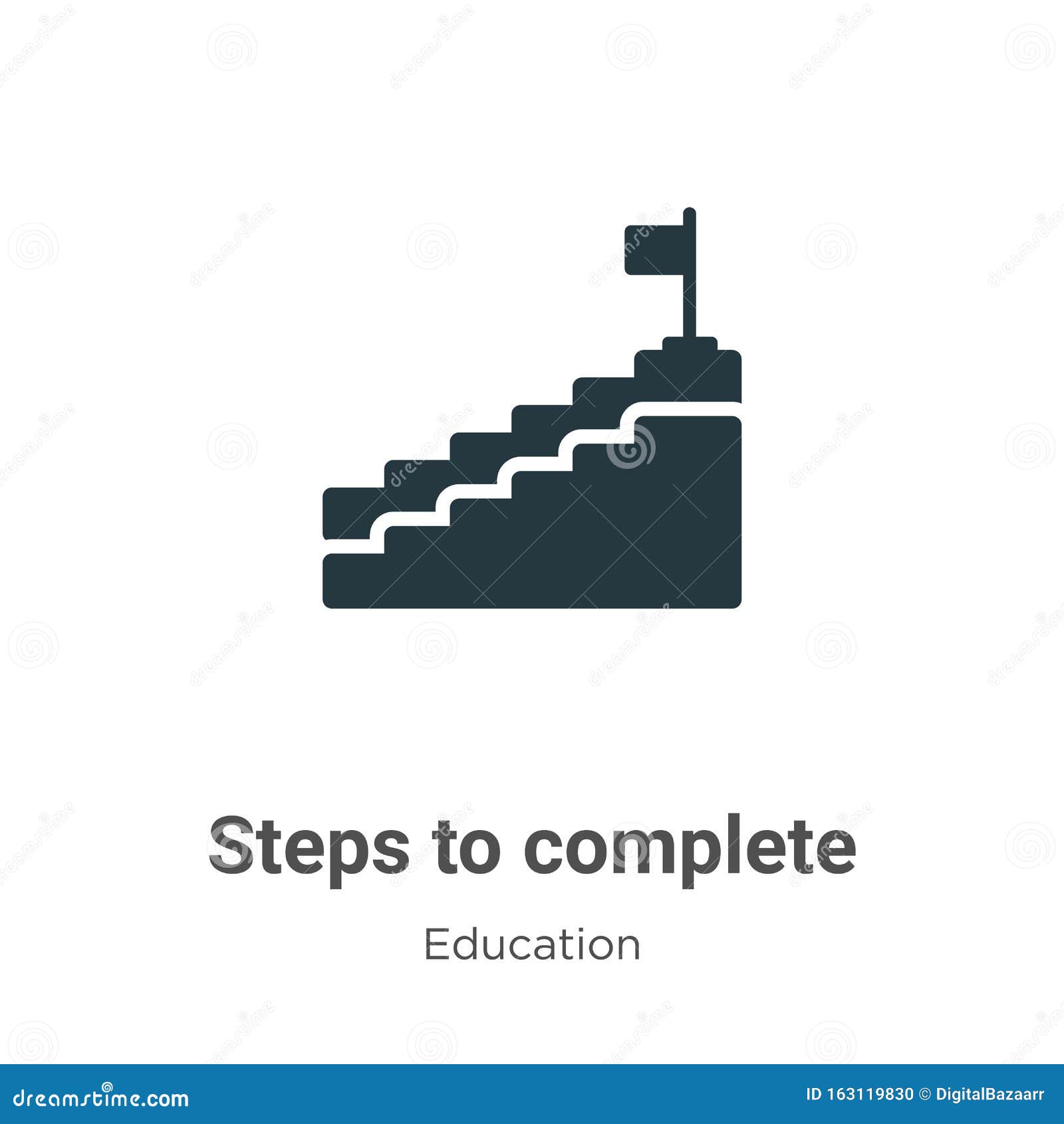 Steps To Complete Vector Icon On White Background. Flat Vector Steps To ...