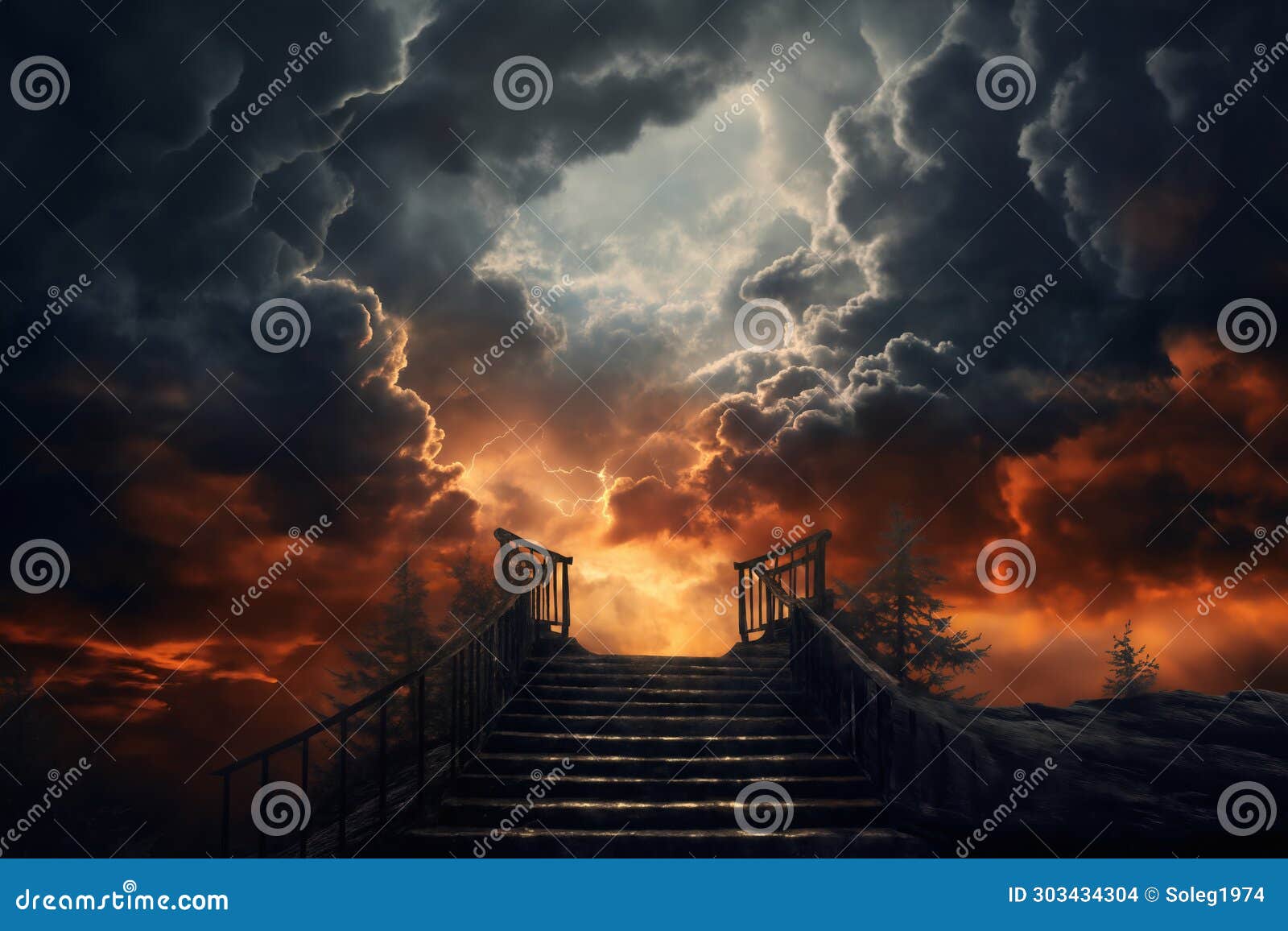 A Steps To the Dark Dramatic Stormy Sky with Cumulus Clouds for ...