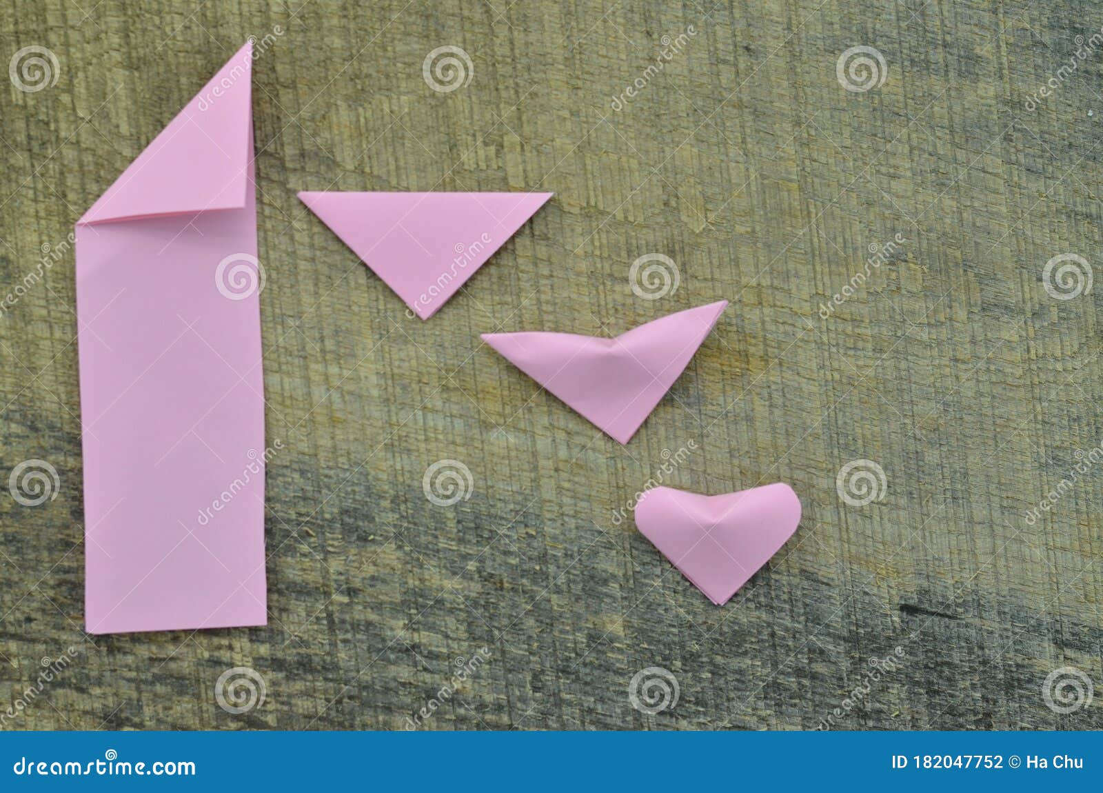 Steps To Fold Hearts with Paper, Lovely Stock Photo - Image of fold ...