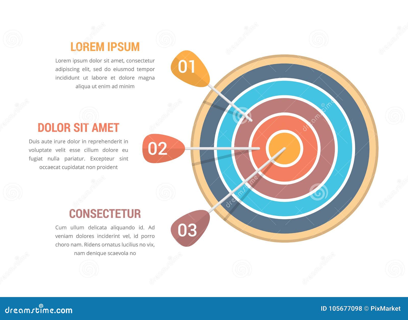 3 Steps to the Goal stock vector. Illustration of accuracy - 105677098
