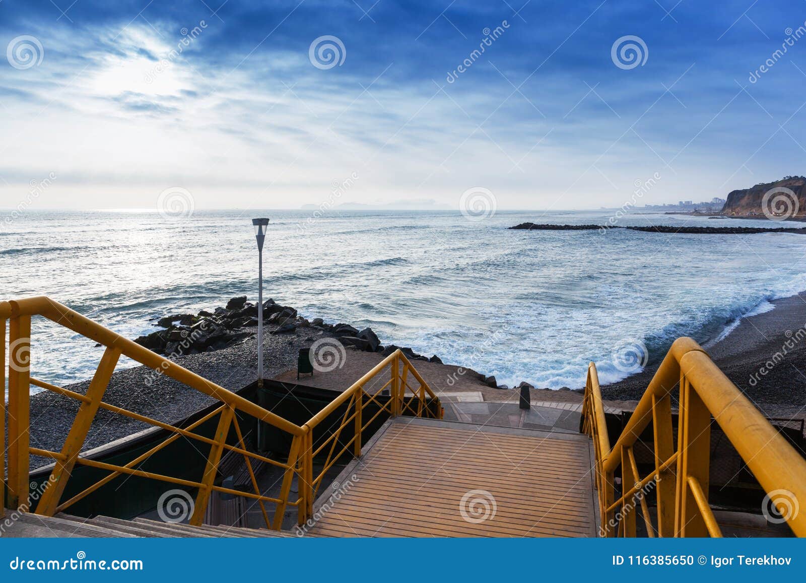 Steps To The Ocean Waves Ripples Water Seafoam Seascape Royalty-Free ...