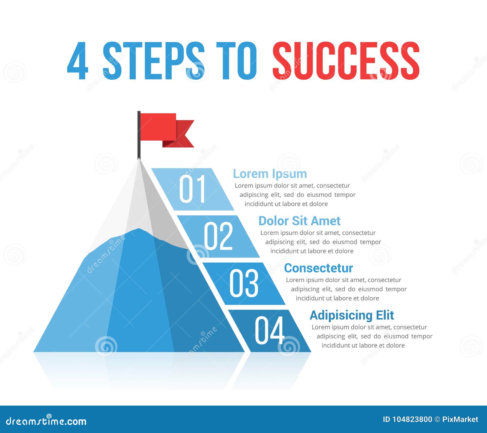 4 Steps to Success stock vector. Illustration of flow - 104823800