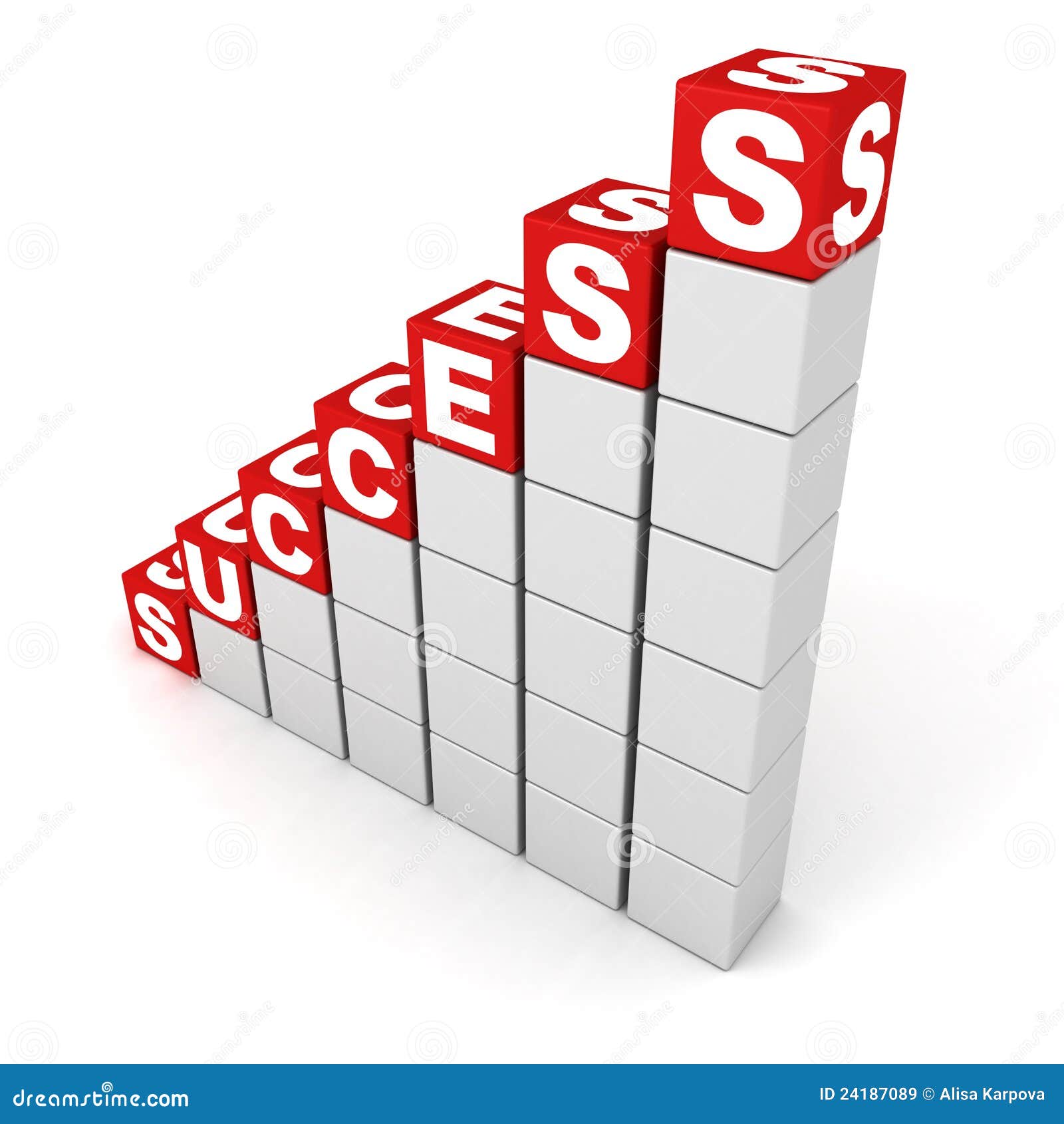 Steps To Success. Red Blocks Concept Ladder Stock Illustration ...