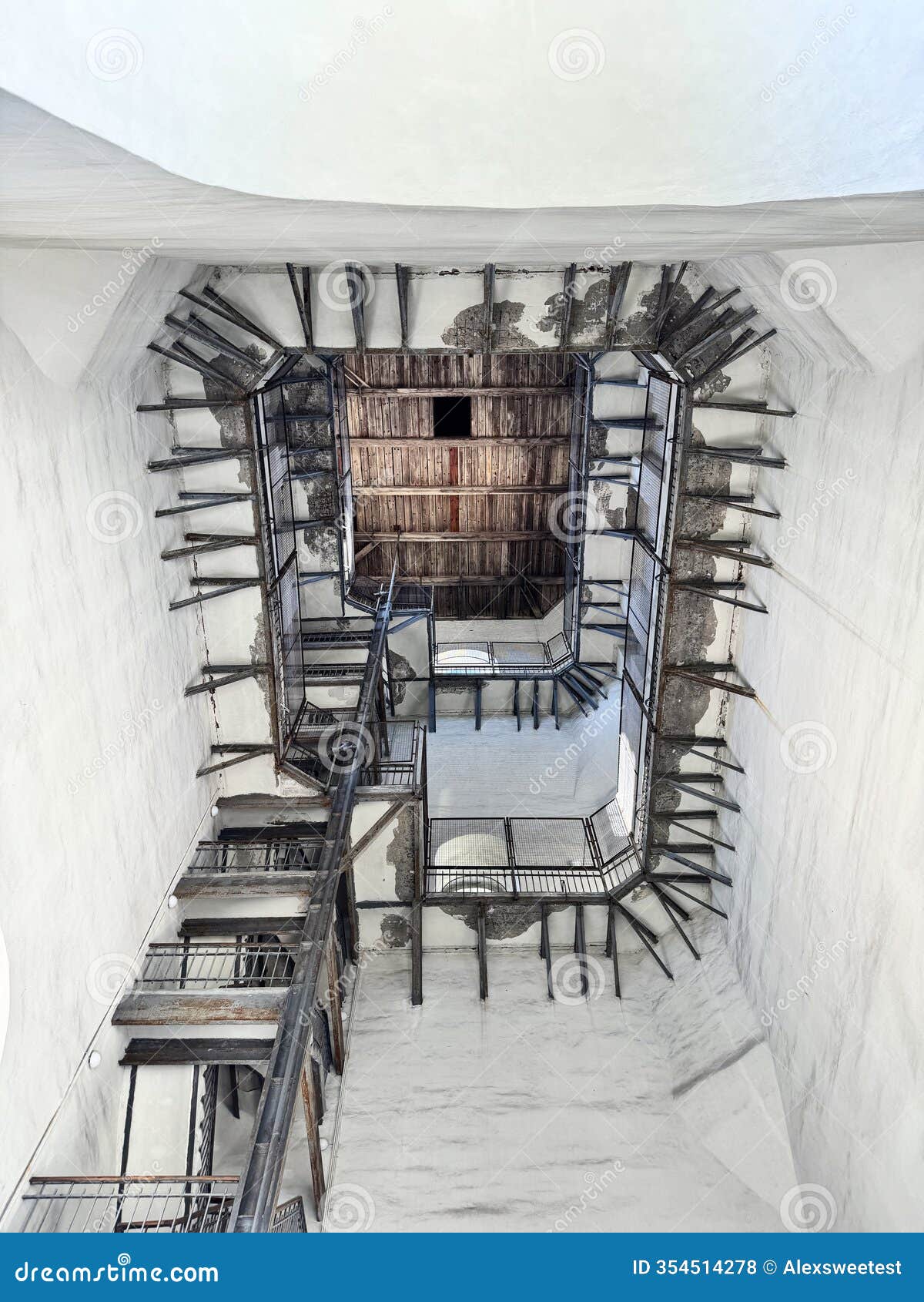 Steps To the Tower, Bottom View Stock Photo - Image of painting ...