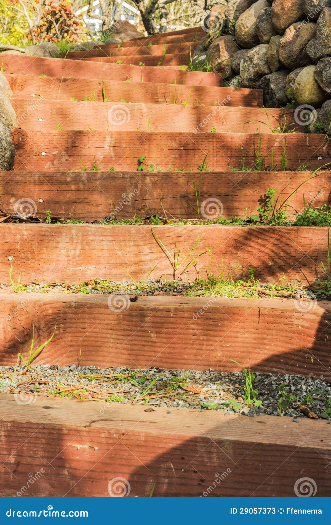 Steps Up a Garden Path with Stones Stock Image - Image of rocks, ties ...